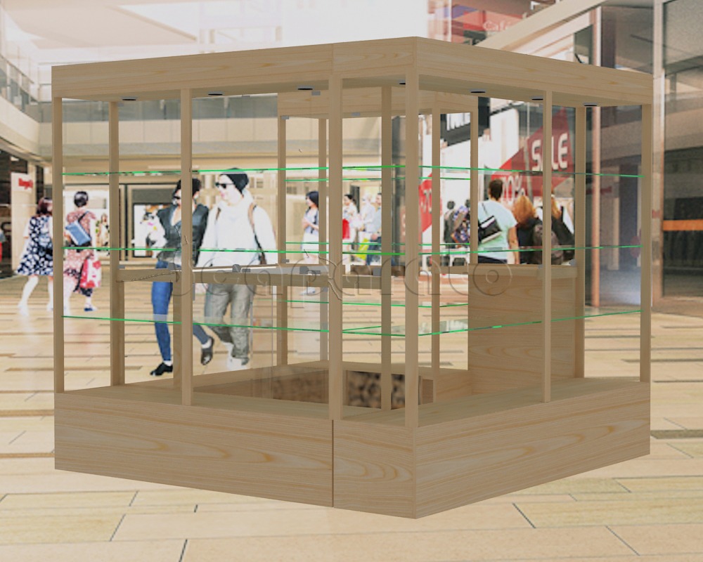 Kiosco de madera proporciona al cliente información detalle