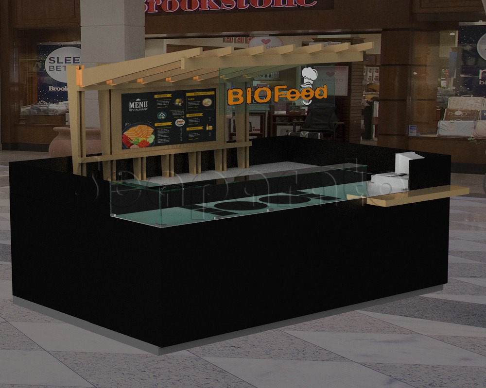 Kiosco para venta de crepas utilizada en áreas de tráfico